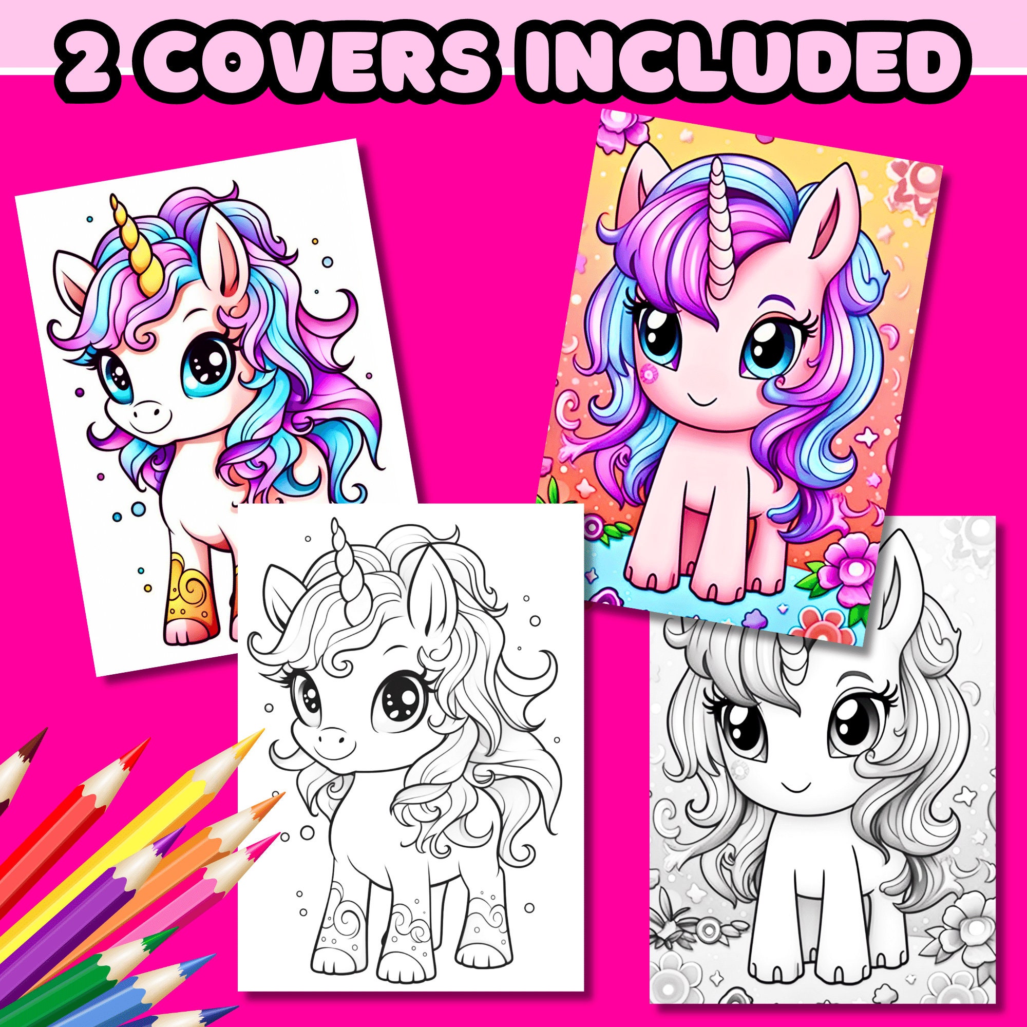 Unicorn Coloring Pages for Children: Enchanted Fun Fantasy DIY, Cute ...