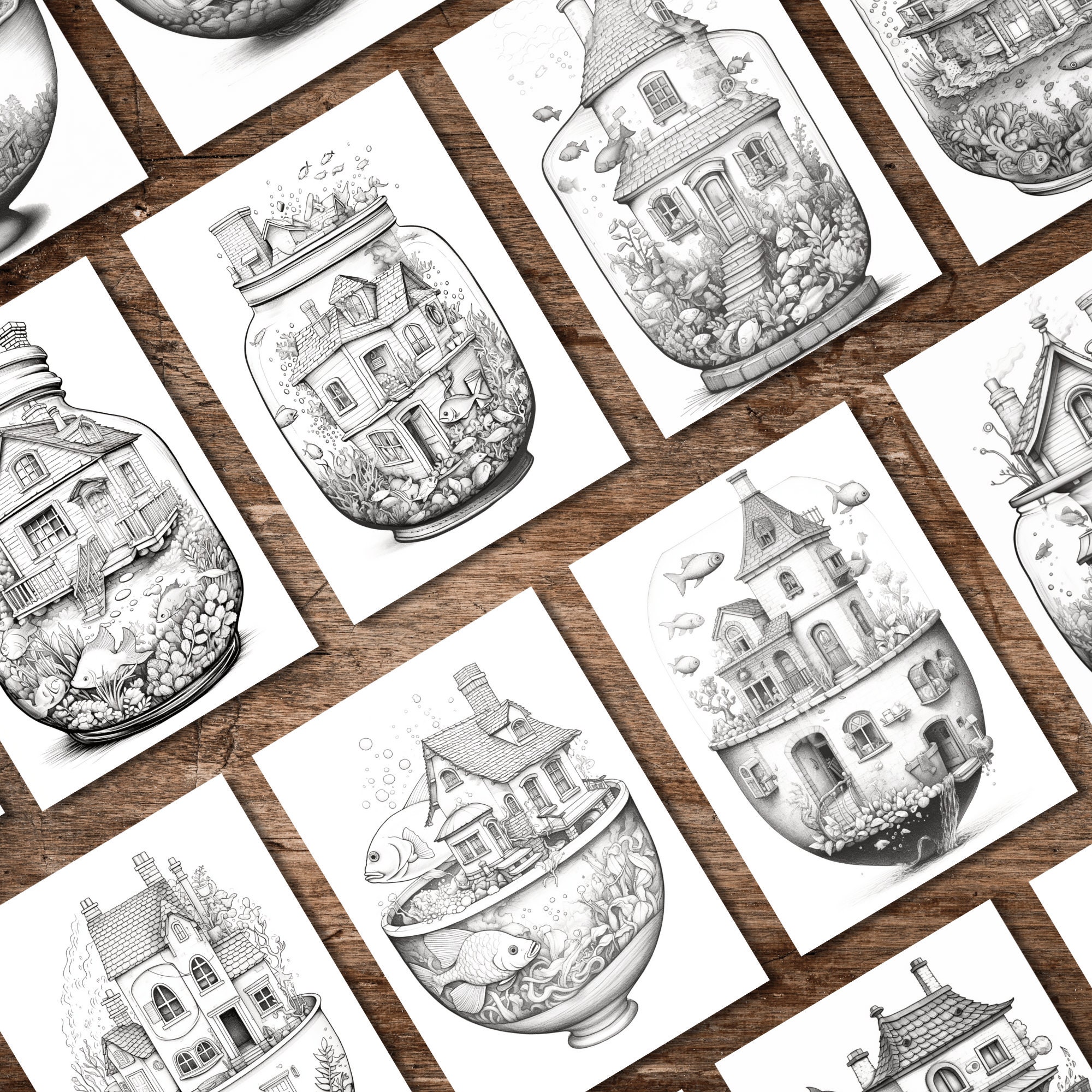 Digital Download: Fisherman House Coloring, Cute Houses, Sea Life ...