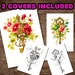 Blooming Antique Keys Coloring, Adult Coloring Book, Flower Key Color ...