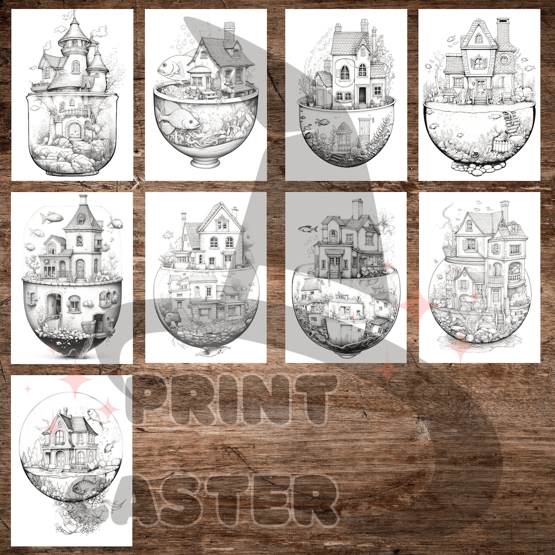 Digital Download: Fisherman House Coloring, Cute Houses, Sea Life ...