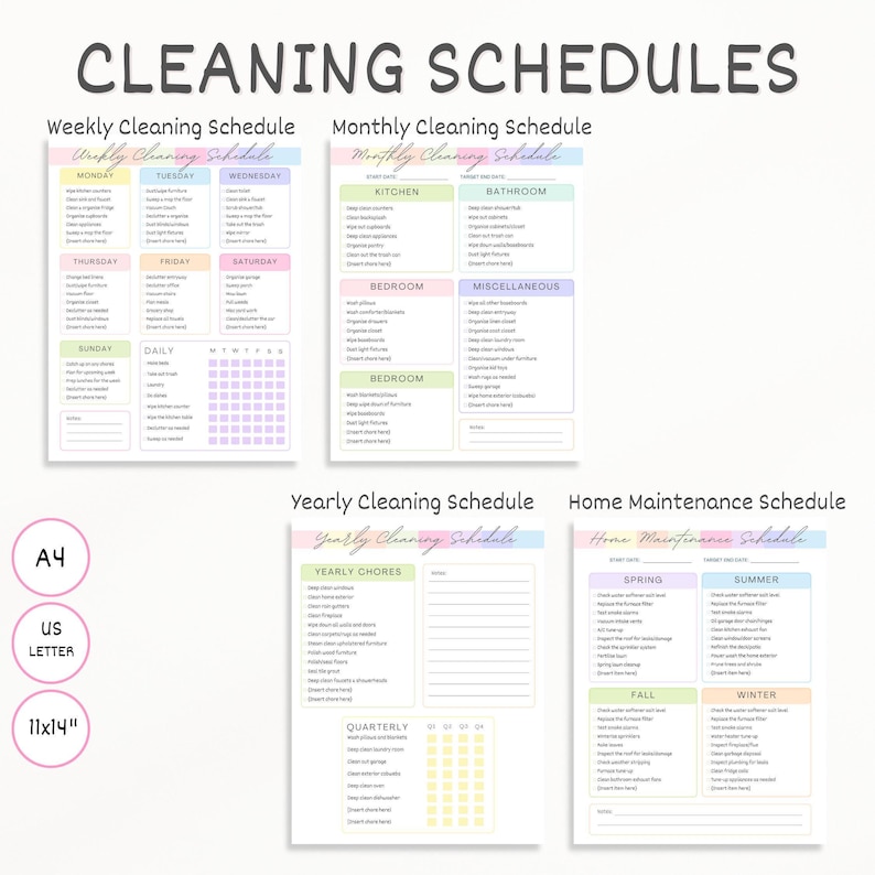 ADHD Cleaning Checklist Bundle, Editable ADHD Cleaning Planner, Adult ...
