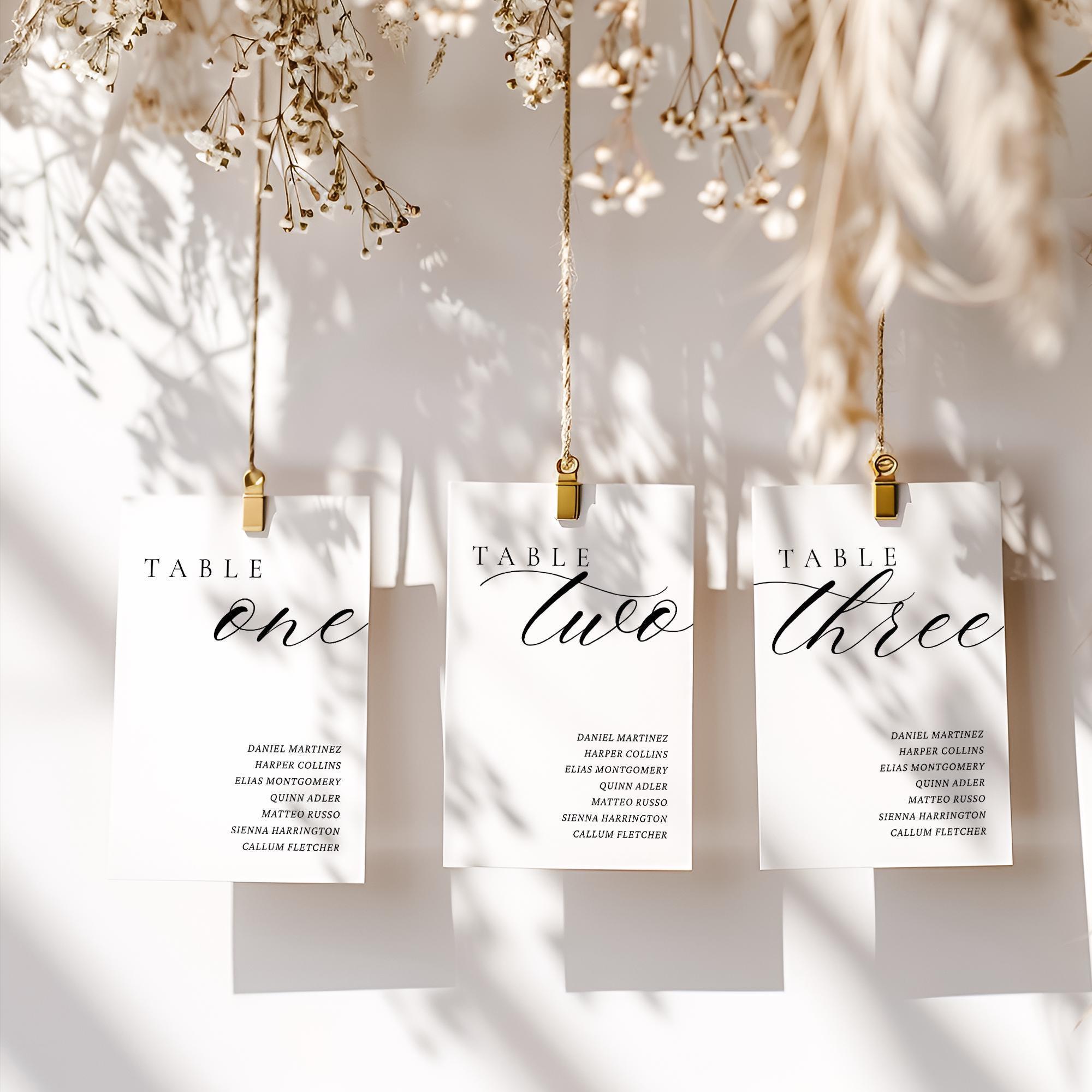 Mirror Seating Chart Cards Template - Wedding Seating Chart Cards ...