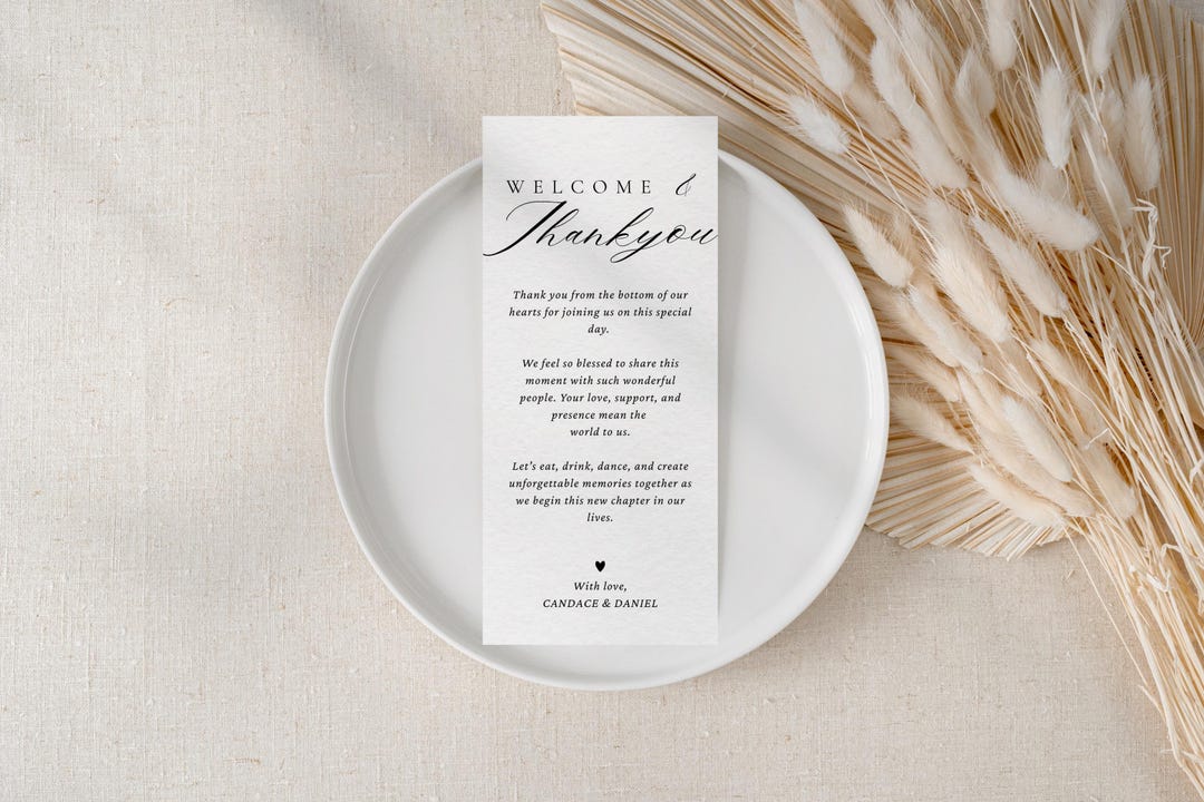 Minimalist Thank You Place Card Template - Thank You Napkin Note ...