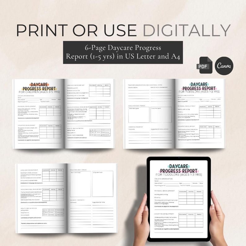 1–5 Year-old Progress Report - Toddler Milestone Tracker for Daycare ...