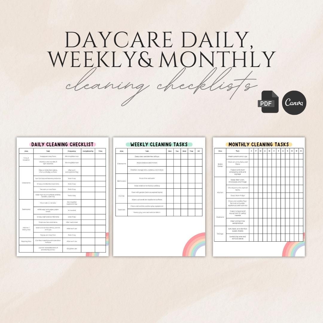 Cleaning Tasks for Daycares & Preschools - Daily, Weekly and Monthly ...