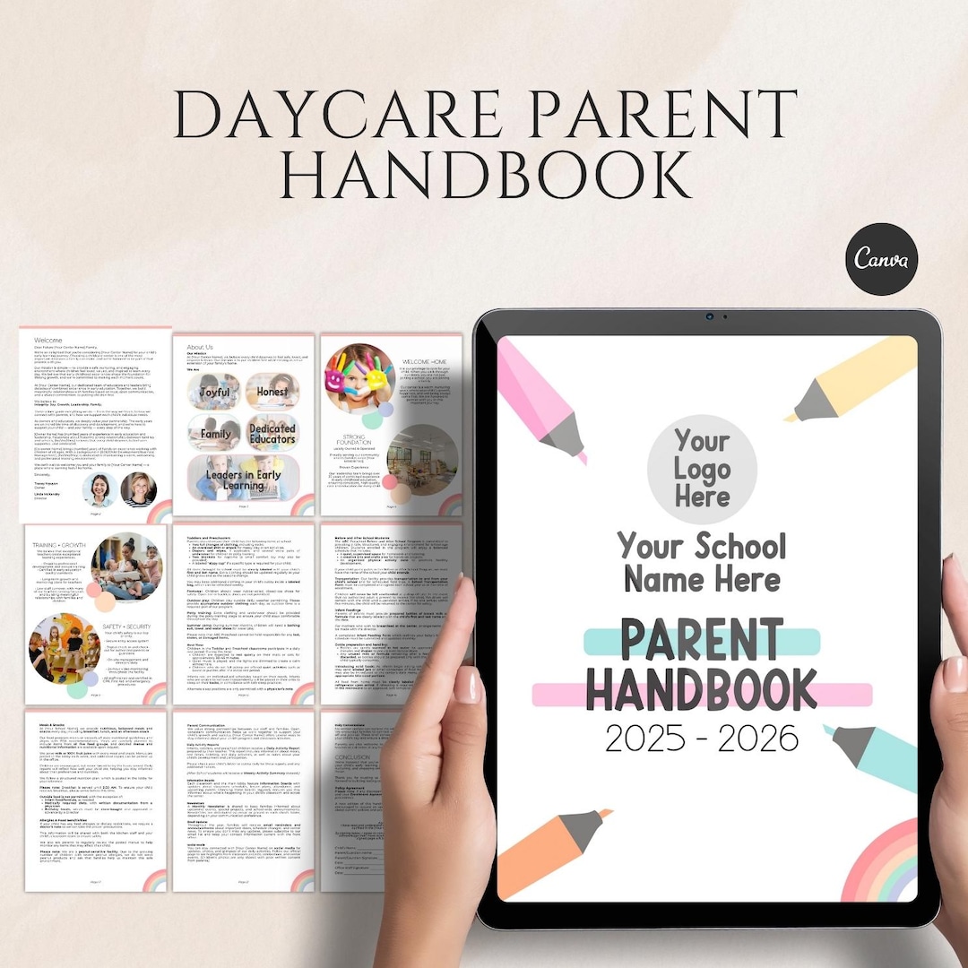 Editable Daycare Parent Handbook Template, Childcare Policy and ...