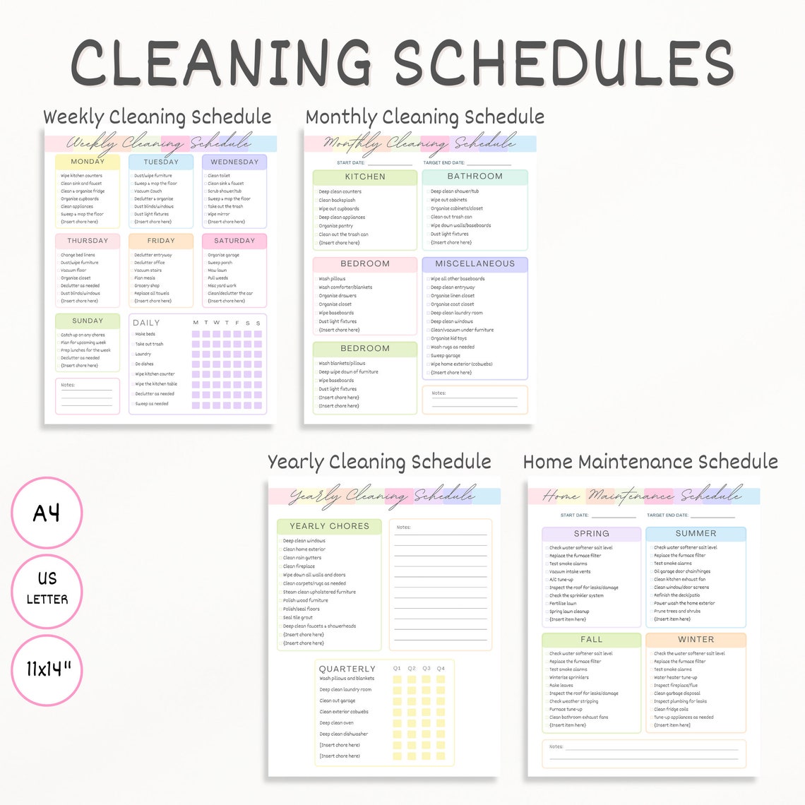 ADHD Cleaning Checklist Bundle Editable ADHD Cleaning - Etsy UK