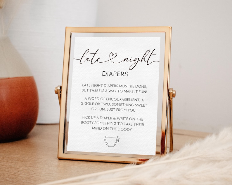 Late Night Diapers Game Sign - Printable Baby Shower Games Activity - Etsy