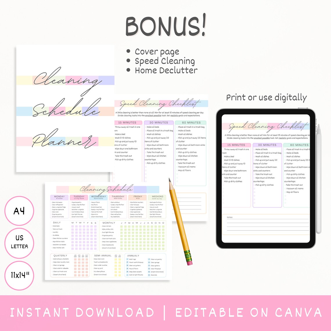 ADHD Cleaning Checklist Bundle Editable ADHD Cleaning - Etsy UK