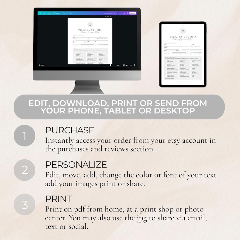 Pilates Studio Forms Templates - Includes Client Intake Form, Consent ...