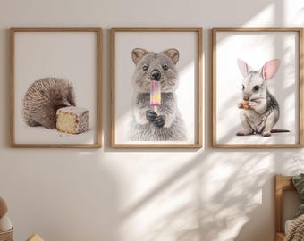 Australian Animals Art Print Set Unique Native Quokka Nursery Decor Set ...