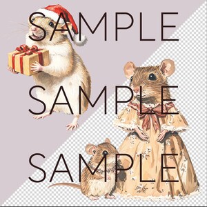 Christmas Rat Clipart Watercolor Xmas Rat Christmas Mice PNG Rat Card ...