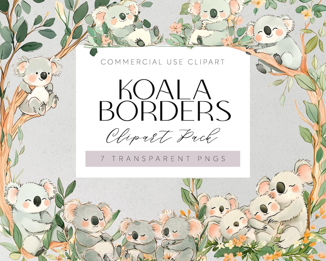 Koala Borders Australian Native Animals Corner Clipart Aussie Koala ...