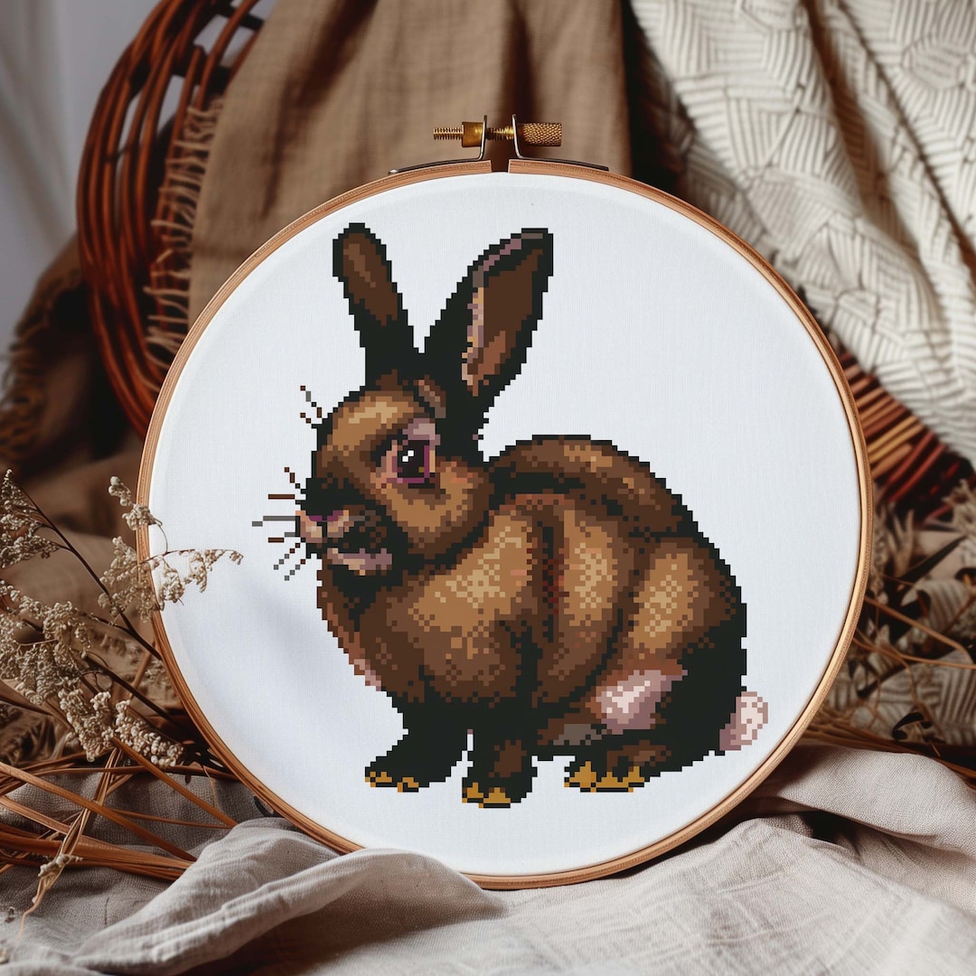 Netherland Dwarf Cross Stitch Rabbit Embroidery Pattern PDF Bunny Cross ...