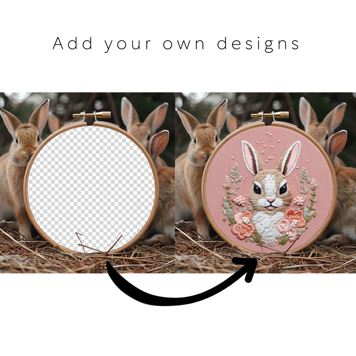 Easter Embroidery Hoop Mockup Cross Stitch Mock Embroider Mockup Bunny ...