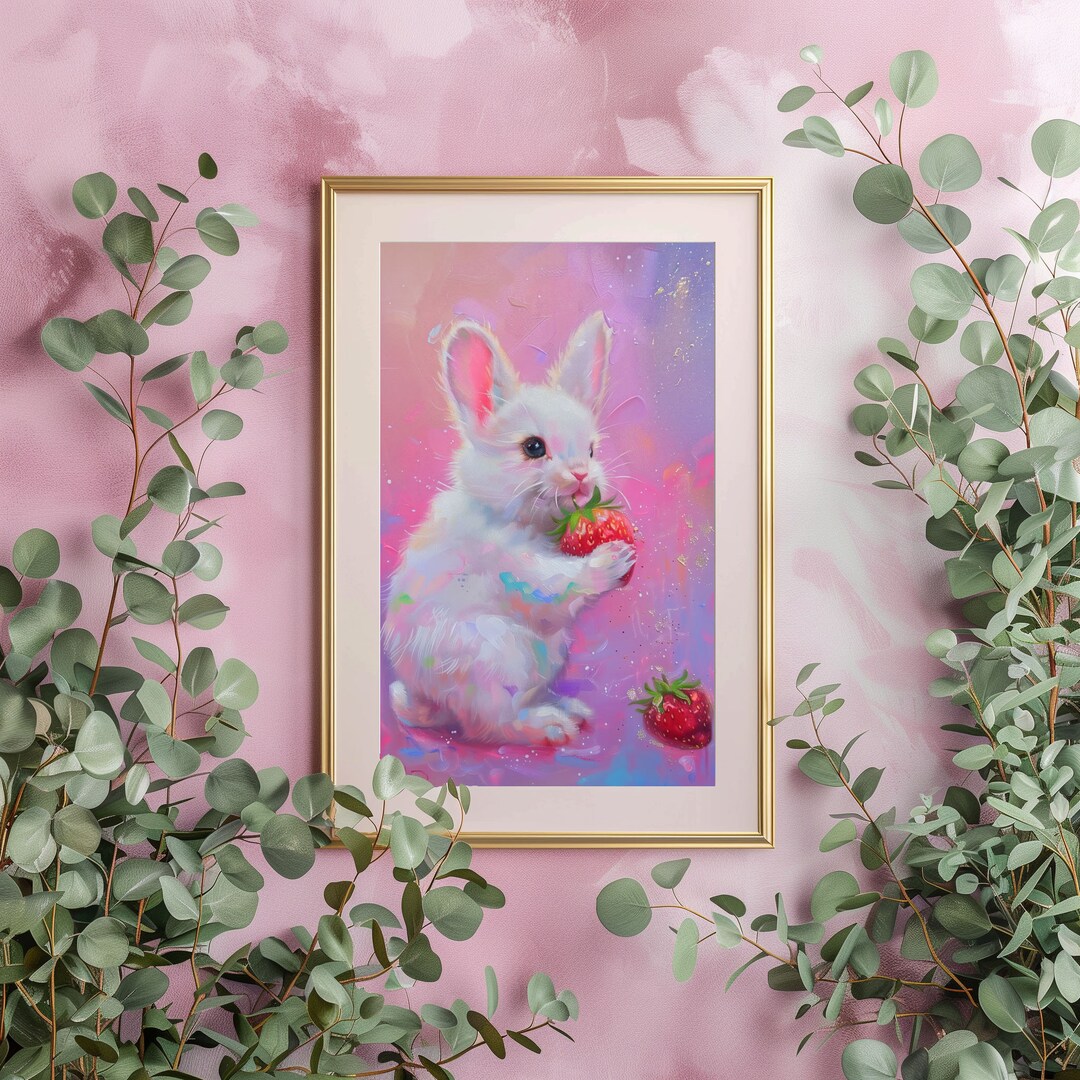 Rabbit Art Print Bunny Wall Painting Oil Painting Bunny Rabbit Art ...