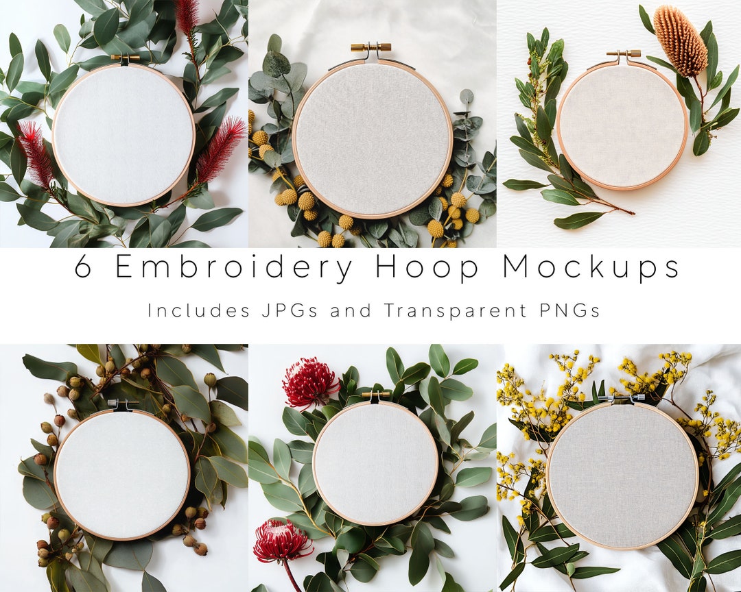 Embroidery Hoop Australian Mockup Cross Stitch Mock Floral Mockup ...