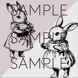 Vintage Rabbit SVG Teacup Bunny Plotter File Svg Maid Outfit Bunnies ...