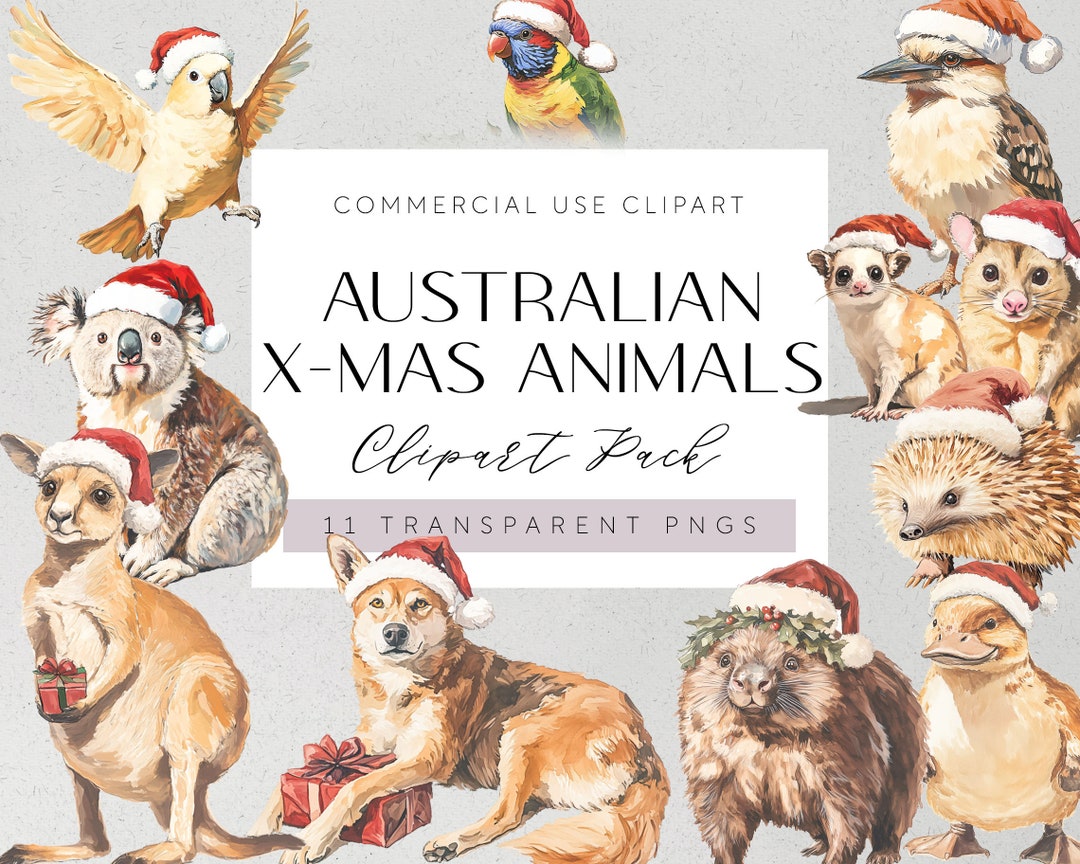 Christmas Australian Native Animals Clipart Aussie Kangaroo ...