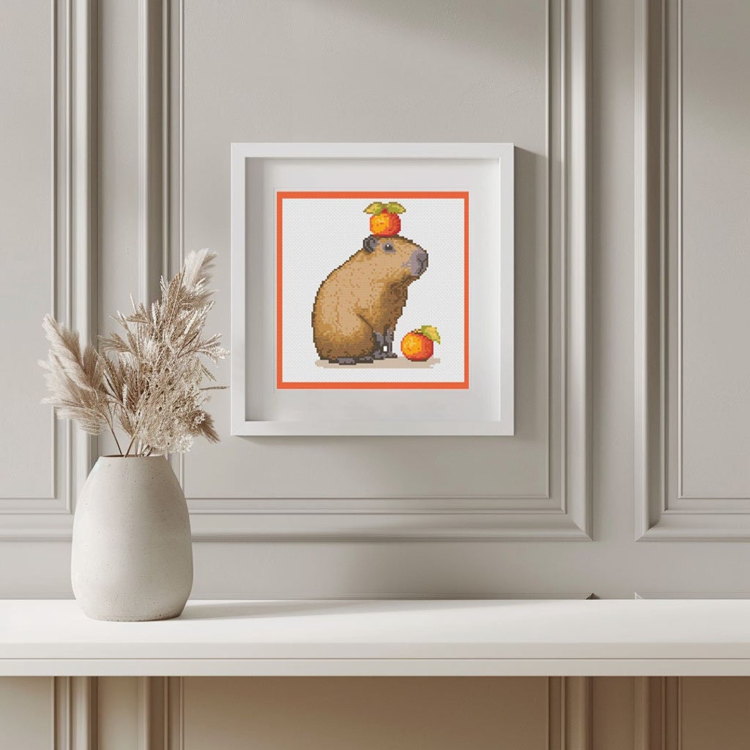 Capybara Cross Stitch Capybara With Oranges Embroidery Pattern PDF Capy ...