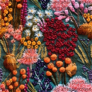 Australian Embroidery Flowers Seamless Pattern PNG Aussie Floral ...