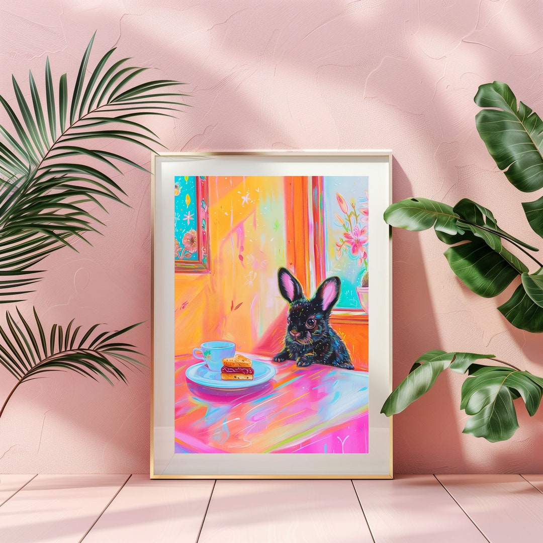 Rabbit Art Print Bunny Wall Painting Oil Painting Bunny Rabbit Art ...