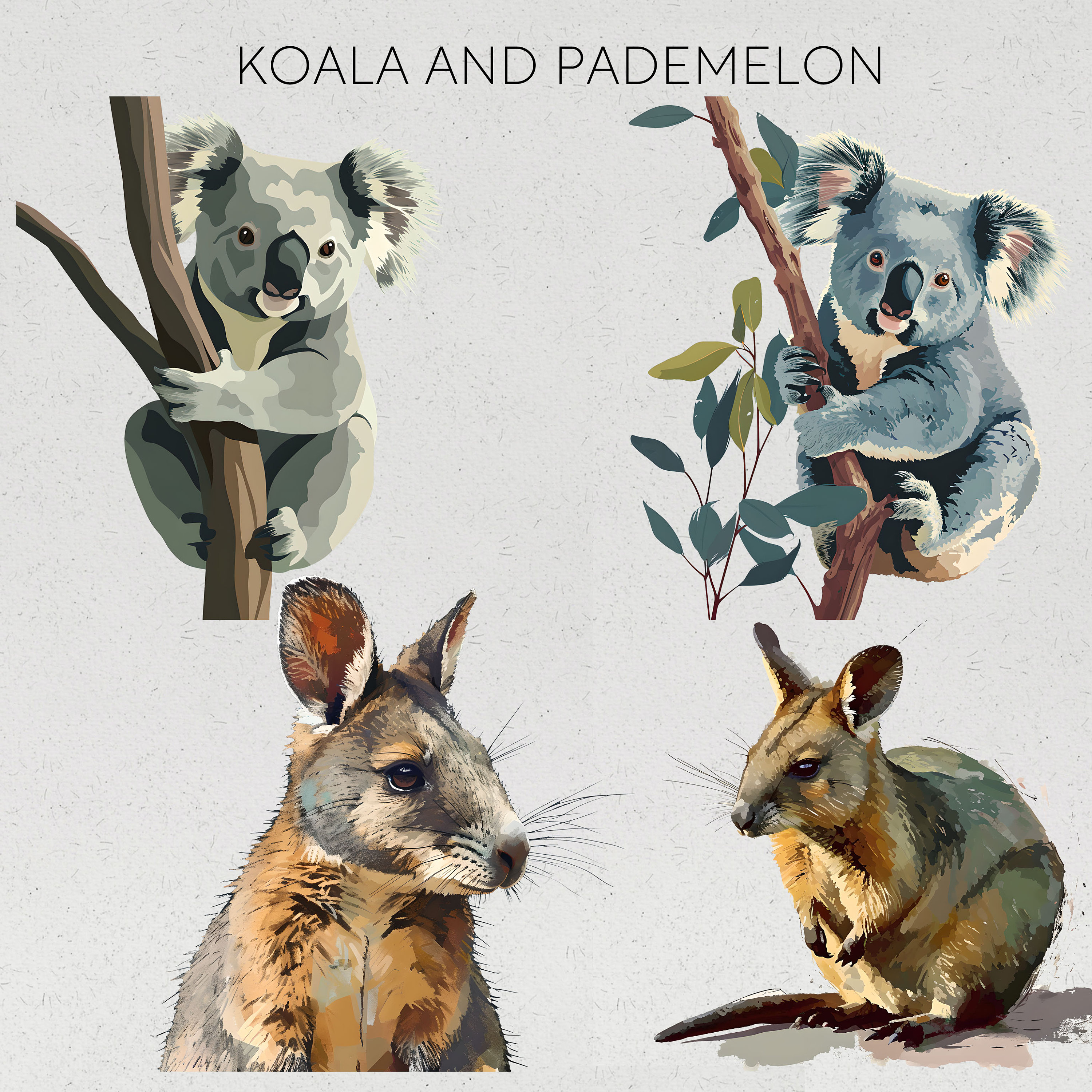 Australian Native Animals Clipart Aussie Kangaroo Illustrations ...