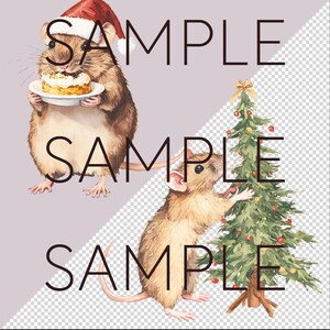 Christmas Rat Clipart Watercolor Xmas Rat Christmas Mice PNG Rat Card ...