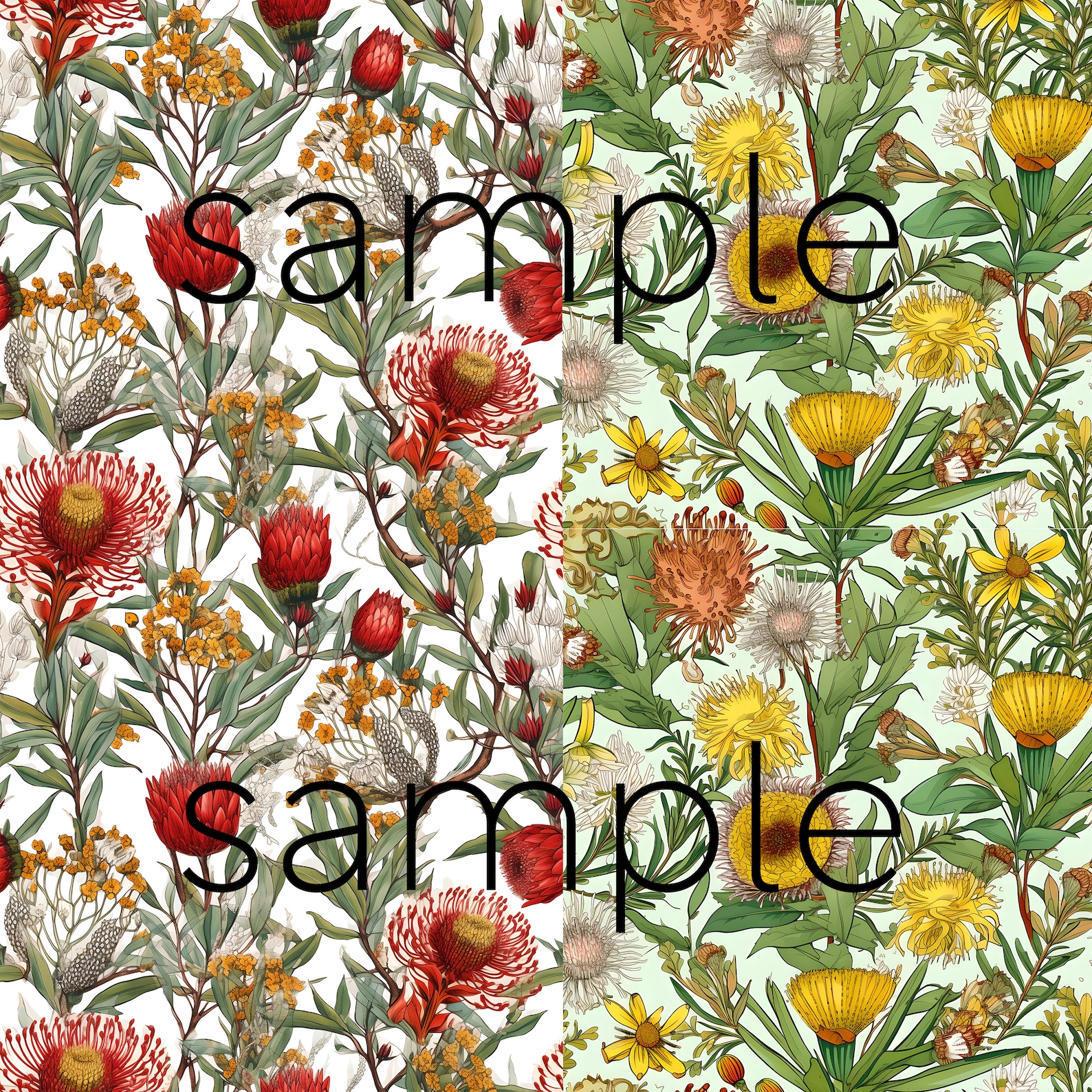 Australian Native Flowers Seamless Pattern PNG Aussie Floral Native ...