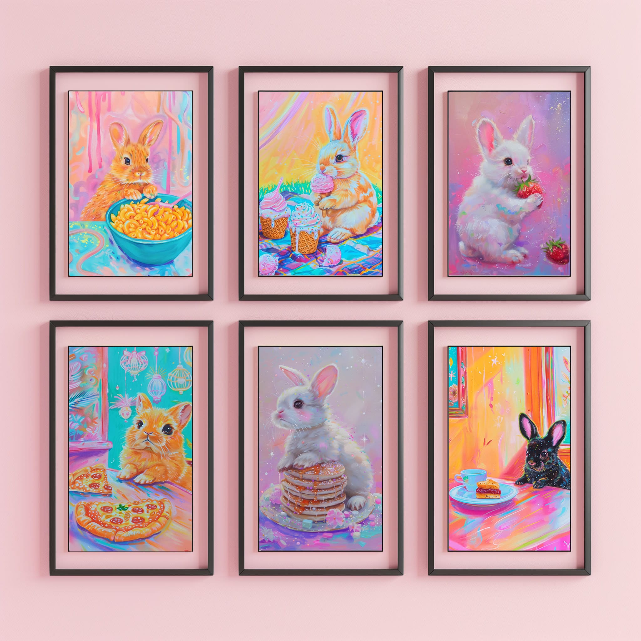 Rabbit Art Print Bunny Wall Painting Oil Painting Bunny Rabbit Art ...