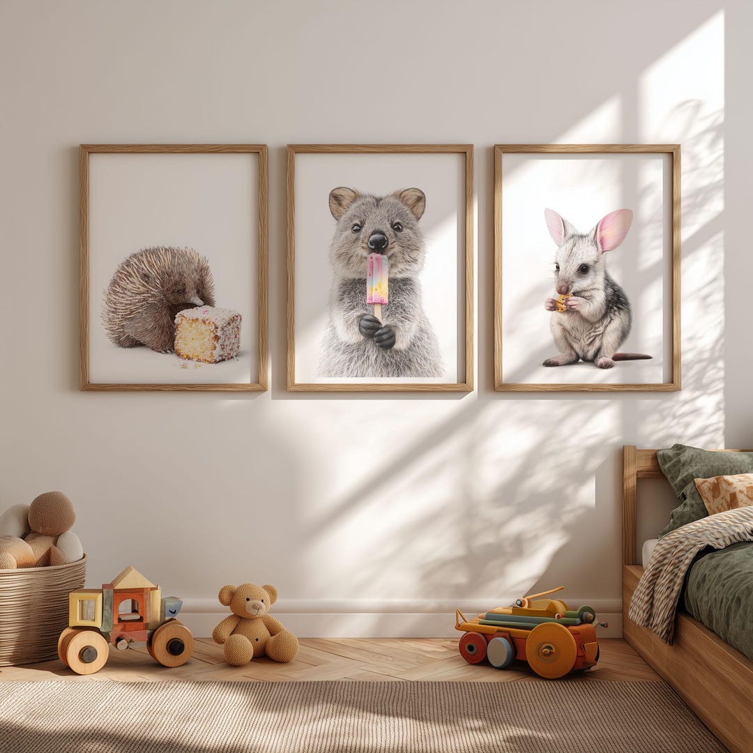 Australian Animals Art Print Set Unique Native Quokka Nursery Decor Set ...