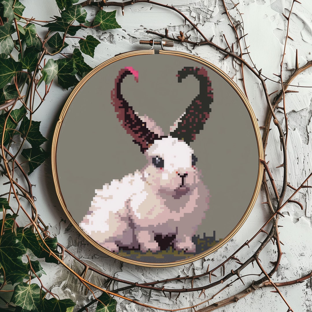 Bunny Rabbit Cross Stitch Rabbit Embroidery Pattern PDF Devil Bunny ...