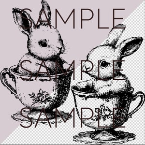 Vintage Rabbit SVG Teacup Bunny Plotter File Svg Maid Outfit Bunnies ...