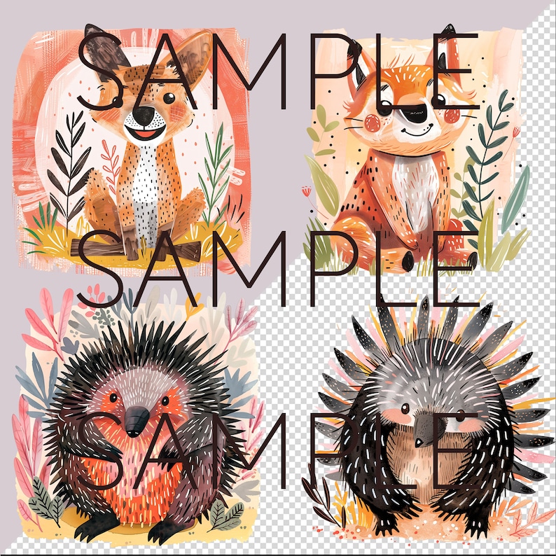 Australian Native Animals Clipart Aussie Kangaroo Illustrations ...