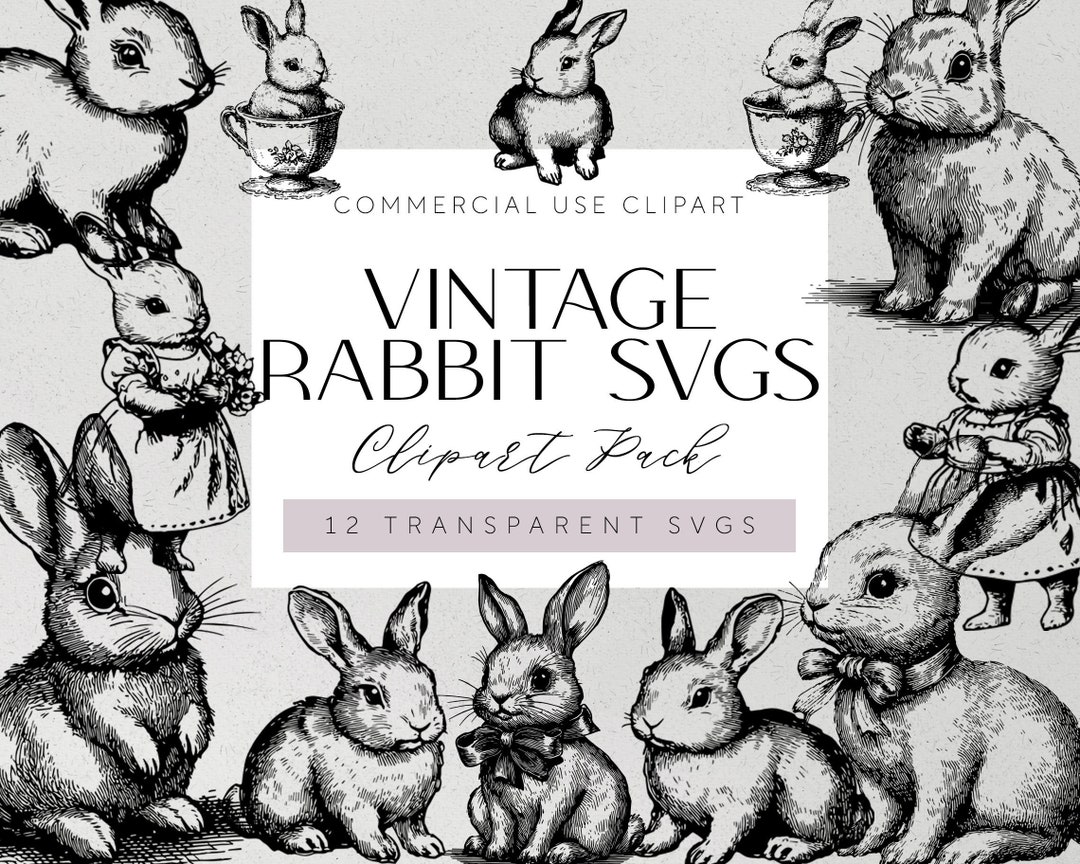 Vintage Rabbit SVG Teacup Bunny Plotter File Svg Maid Outfit Bunnies ...