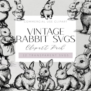 Vintage Rabbit SVG Teacup Bunny Plotter File Svg Maid Outfit Bunnies ...