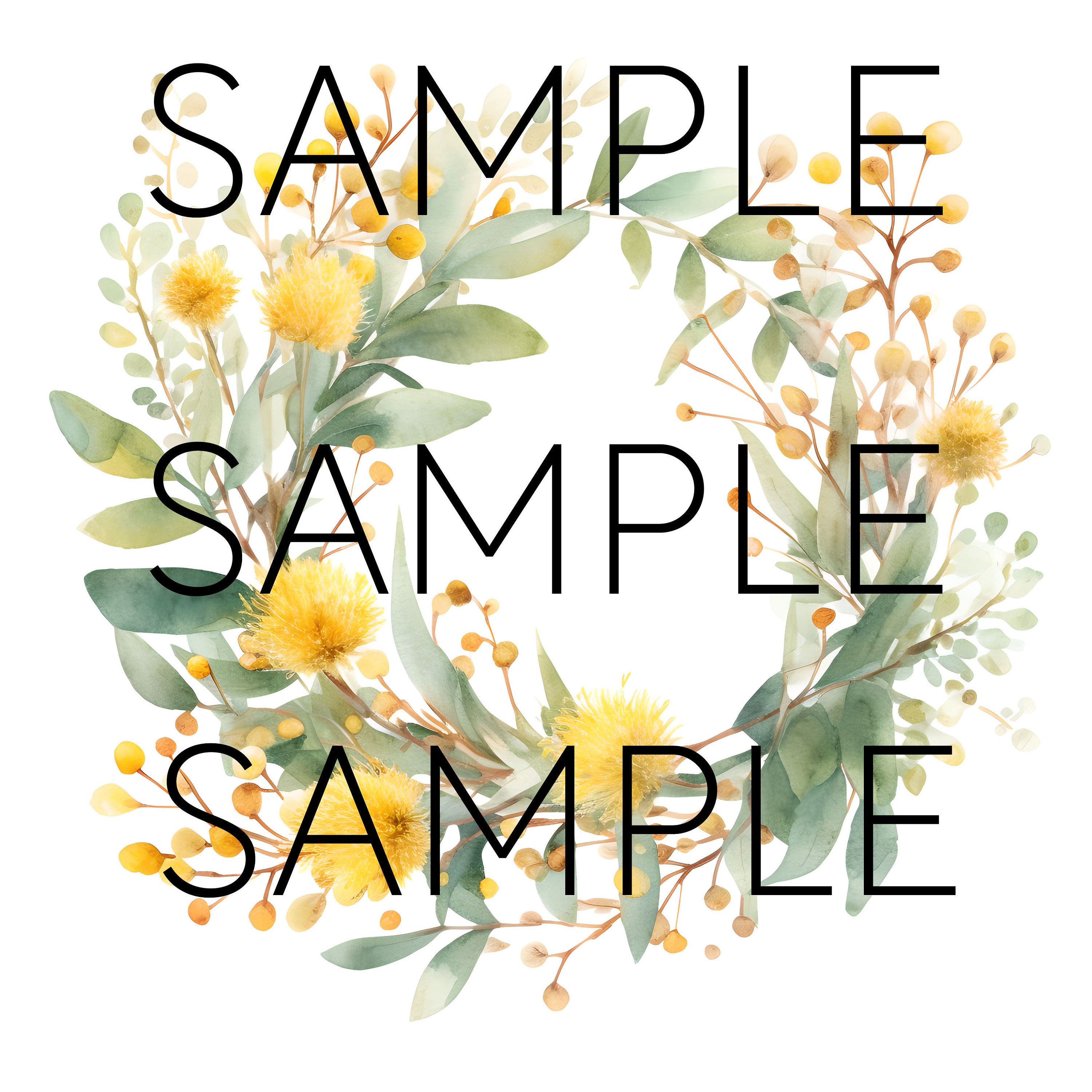 Australian Native Flower Wreath Clipart Wattle Wreath Flowers ...