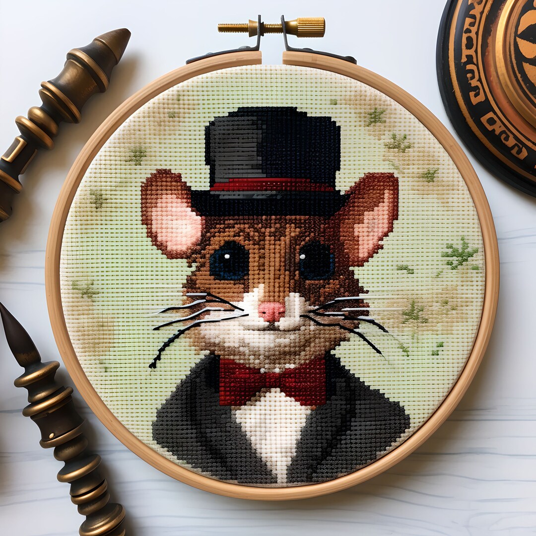 Fancy Rat Cross Stitch Pattern Dapper Rat Cross Stitch Cute Rat ...