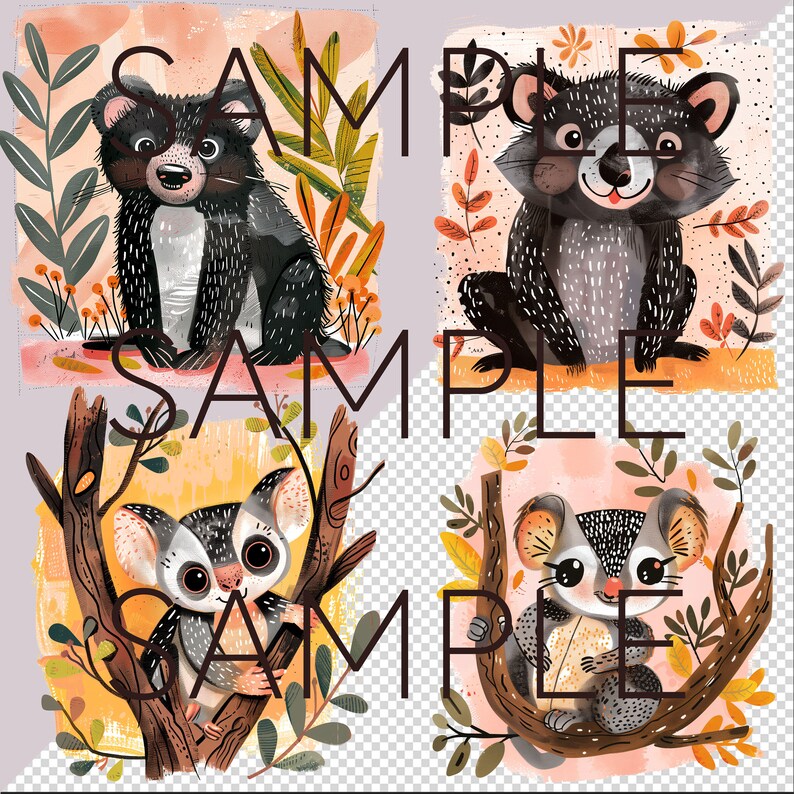 Australian Native Animals Clipart Aussie Kangaroo Illustrations ...