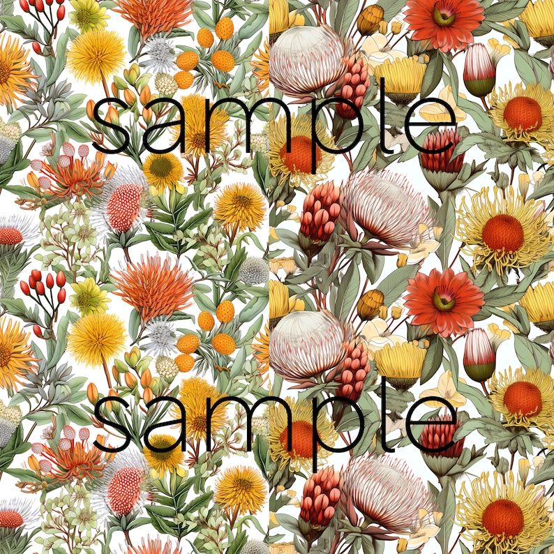 Australian Native Flowers Seamless Pattern PNG Aussie Floral Native ...
