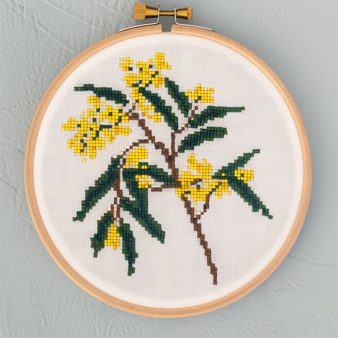 Wattle Cross Stitch Pattern Australian Native Cross Stitch Pattern ...