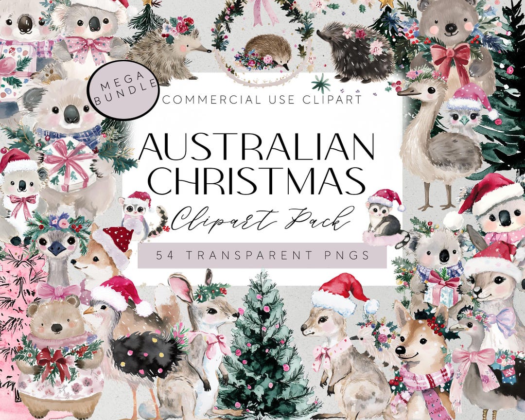Christmas Australian Native Animals Clipart Aussie Kangaroo ...