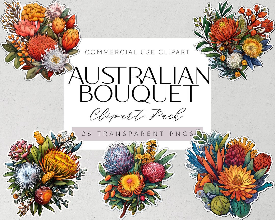 Native Australian Flower Bouquet Clipart Pack Aussie Native Floral ...
