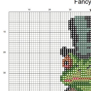 Fancy Frog Cross Stitch Frog Cross Stitch Pattern Green Frog Simple ...