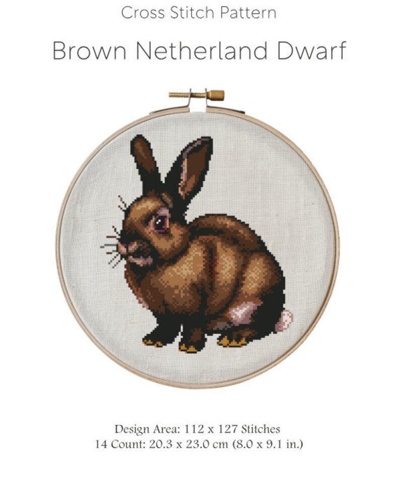 Netherland Dwarf Cross Stitch Rabbit Embroidery Pattern PDF Bunny Cross ...