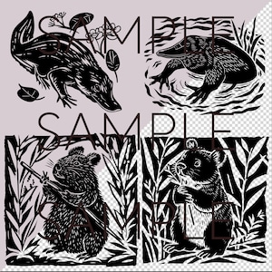 Australian Native Animals SVG Woodblock Aussie Kangaroo Plotter File ...