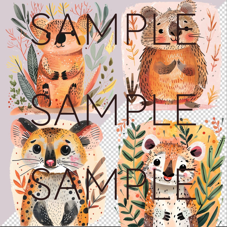 Australian Native Animals Clipart Aussie Kangaroo Illustrations ...