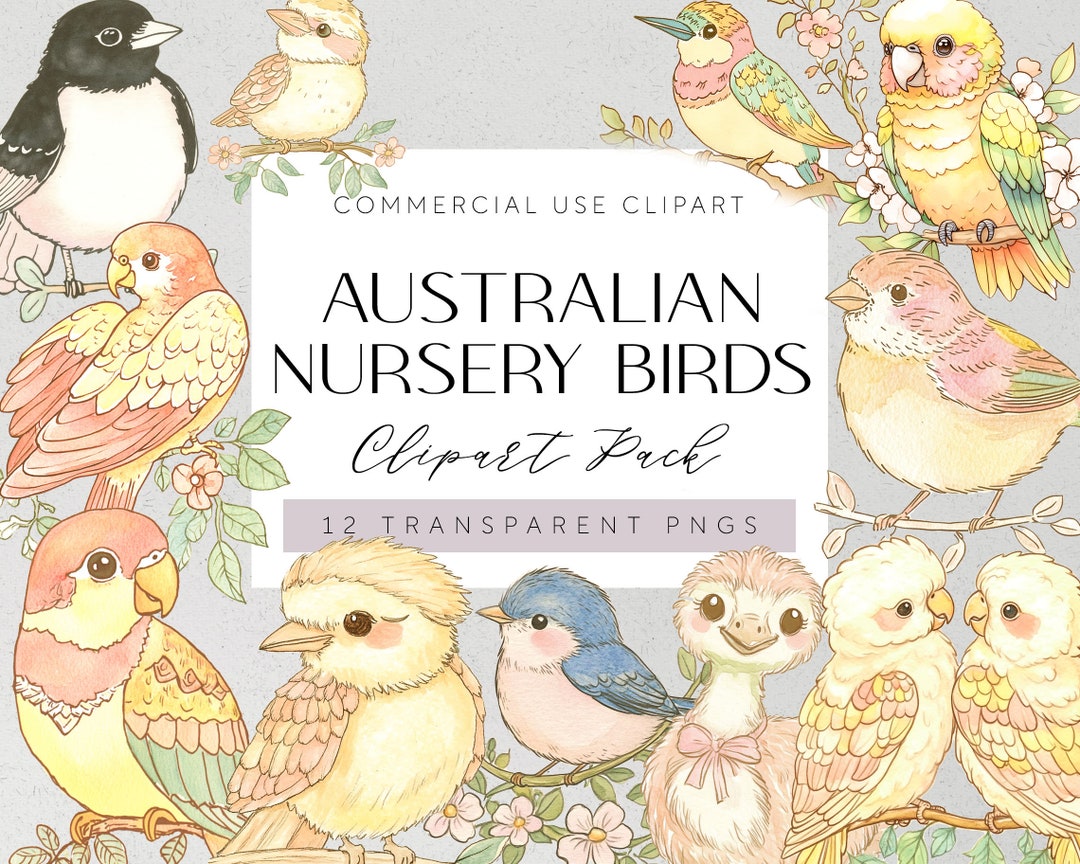 Australian Native Birds Nursery Clipart Aussie Cockatoo Illustrations ...