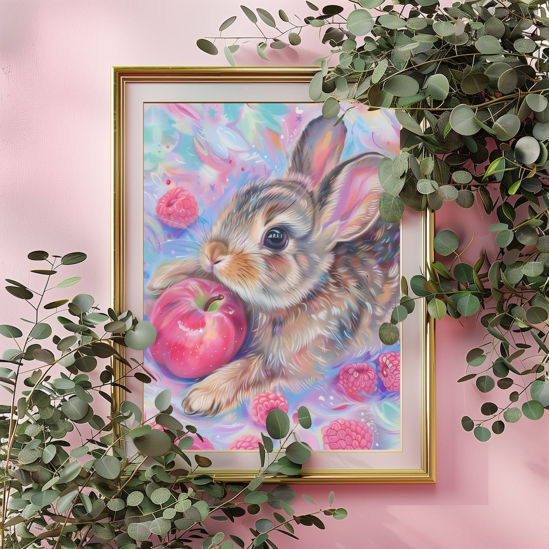 Rabbit Art Print Bunny Wall Painting Oil Painting Bunny Rabbit Art ...