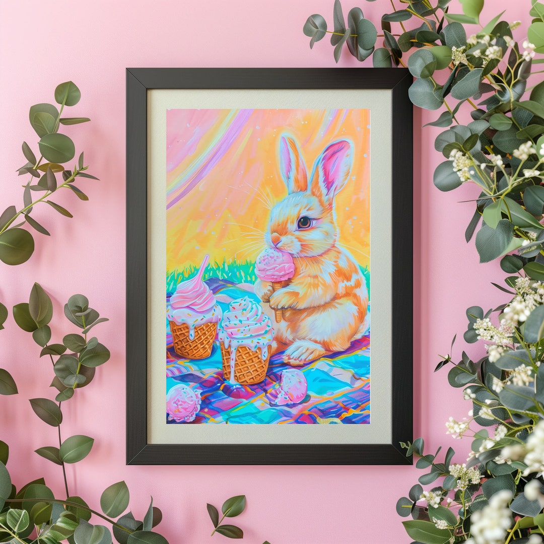 Rabbit Art Print Bunny Wall Painting Oil Painting Bunny Rabbit Art ...